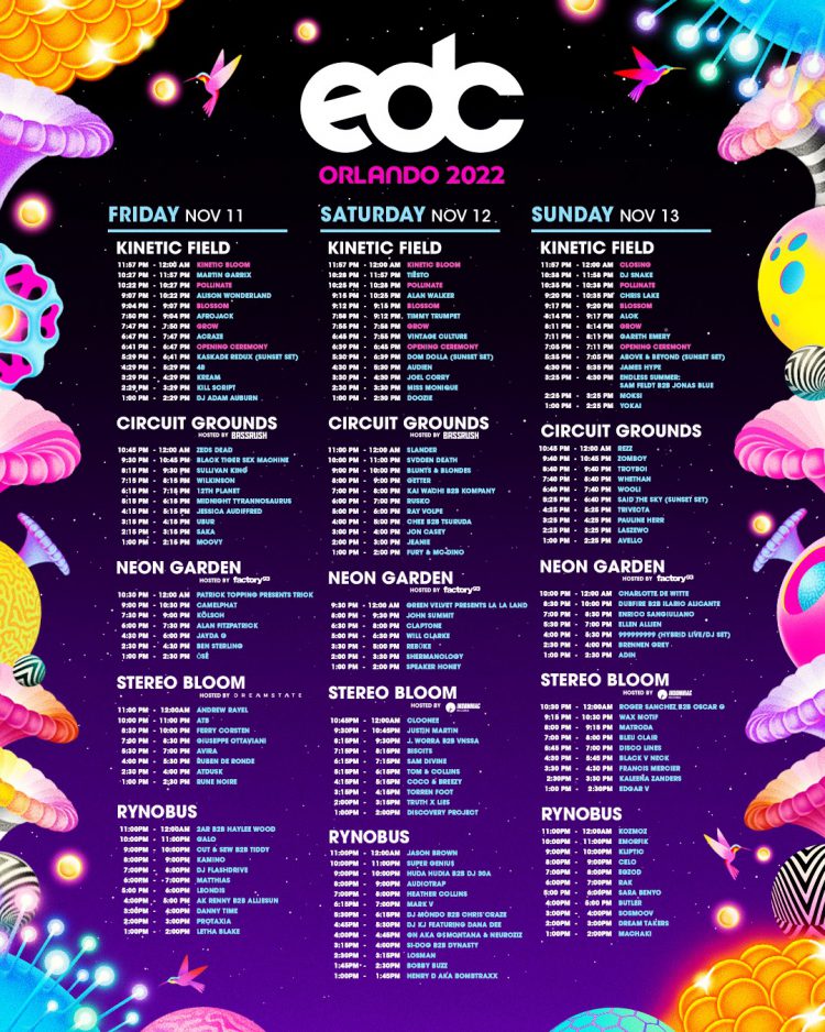 EDC Orlando 2022 Set Times And Essential Info | EDM Identity
