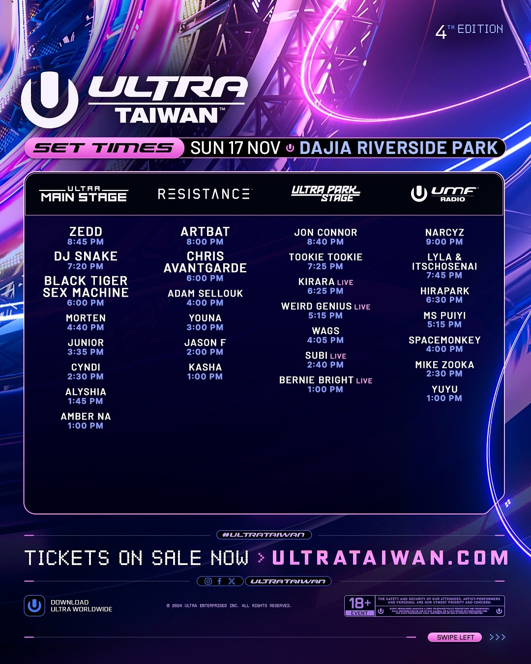 Ultra Taiwan 2024 Set Times And Essential Info | EDM Identity