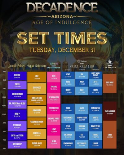 Decadence Arizona 2024 Set Times And Essential Information | EDM Identity
