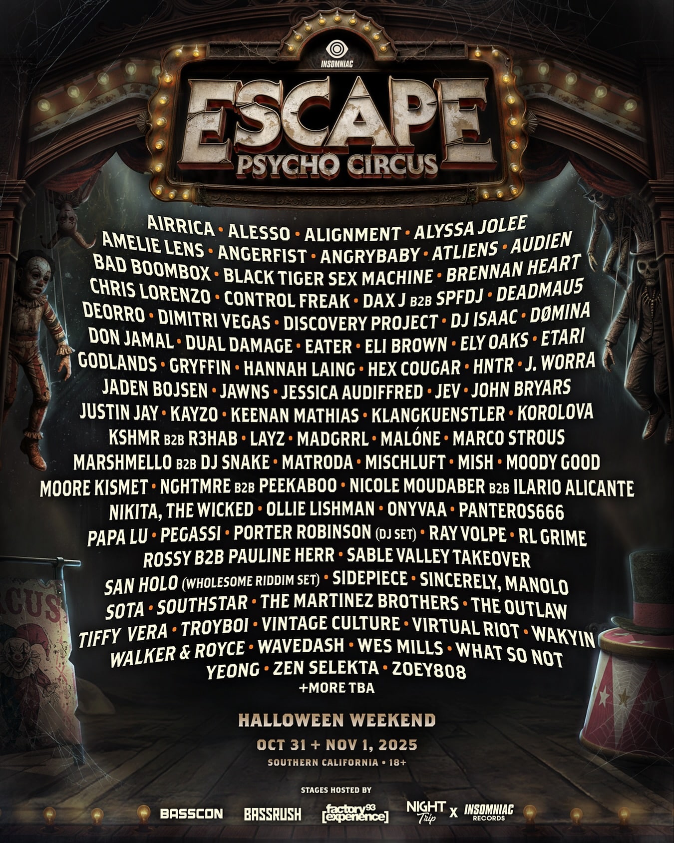 Escape Psycho Circus Reveals Spooktacular 2025 Lineup | EDM Identity