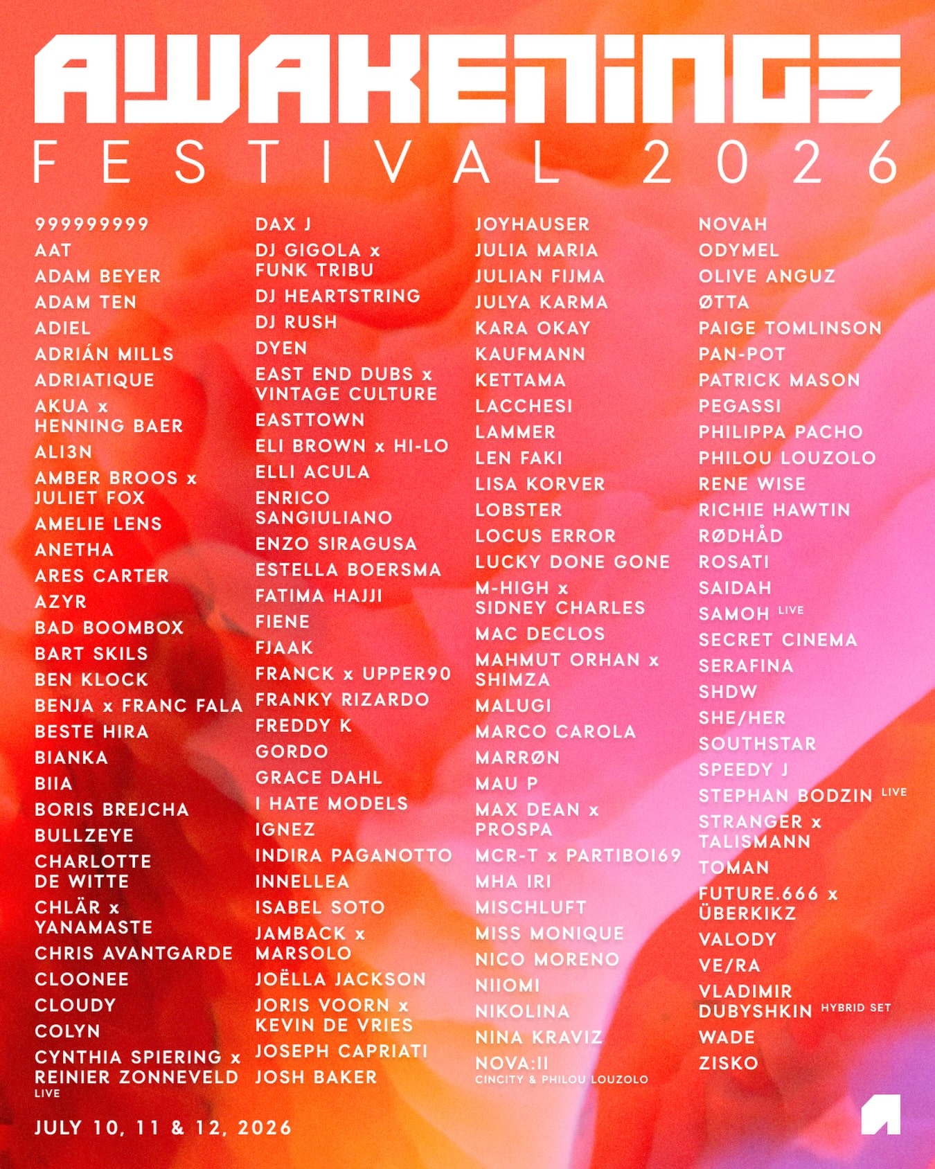 Awakenings Festival 2026 Lineup: Amelie Lens, Nico Moreno, And More ...